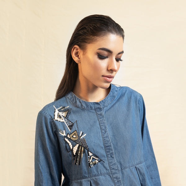 Snap Button Pleated Shirt – THERE!